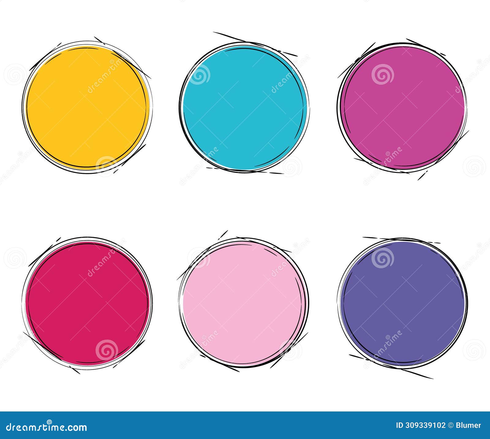 Vector Circle Labels Hand Drawn Outline Design Stock Vector ...