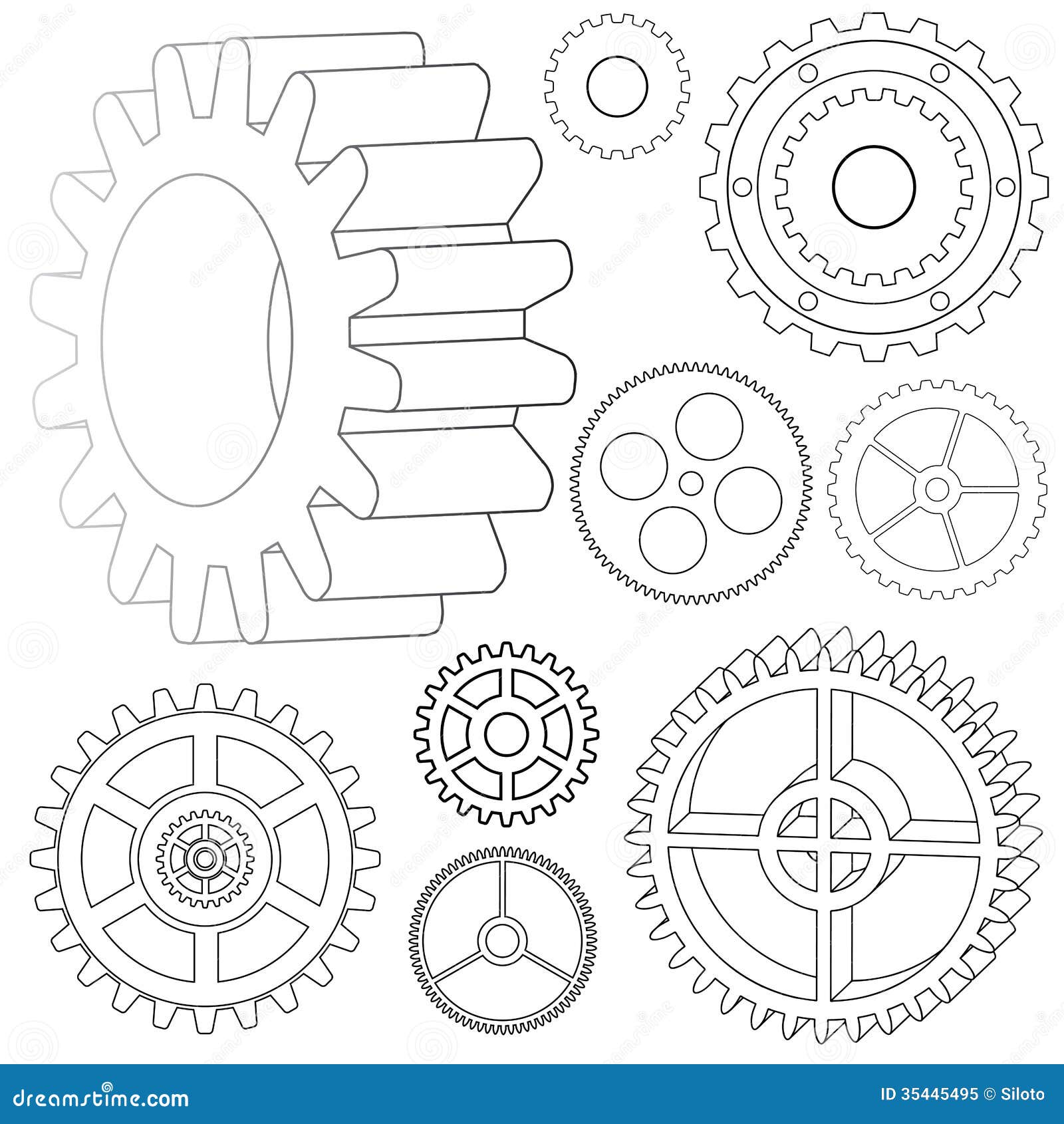 Cogged Wheels Gear Mechanism Schema Poster Vector Illustration ...