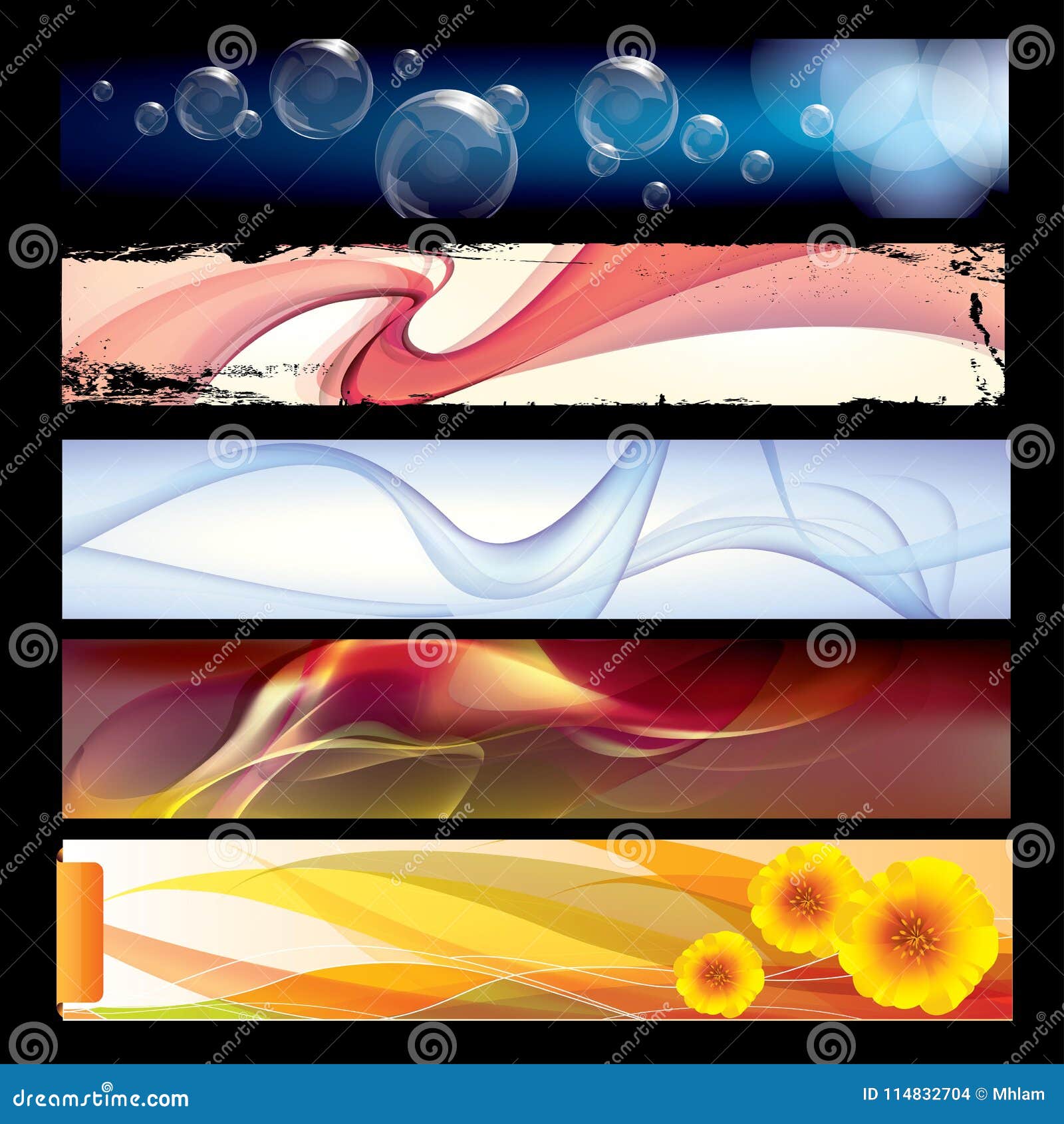 Various Vector Template Banners with Colorful Abstract Background Stock ...