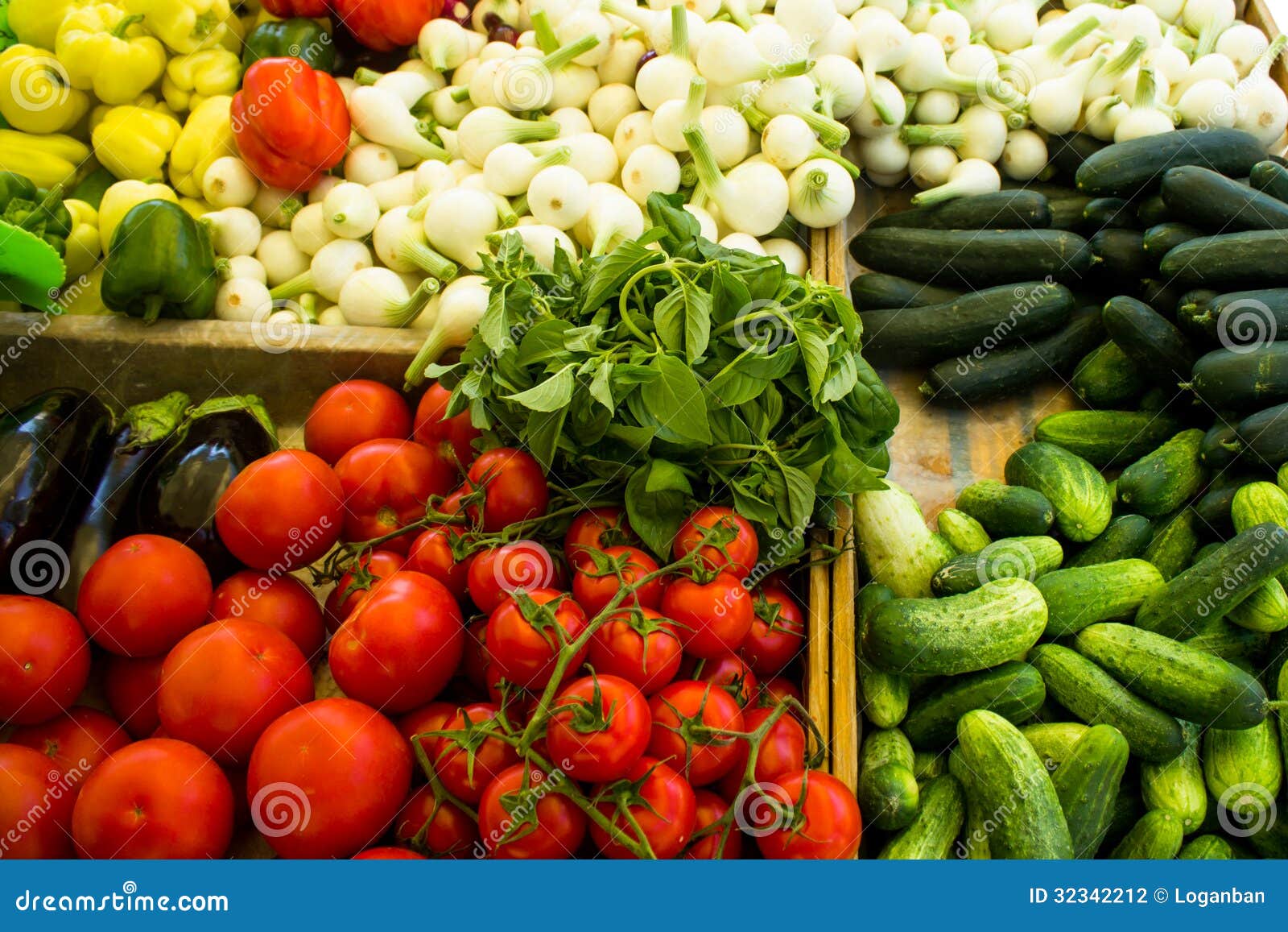 Various Vegetables in Boxes at Market Stock Photo - Image of healthy ...
