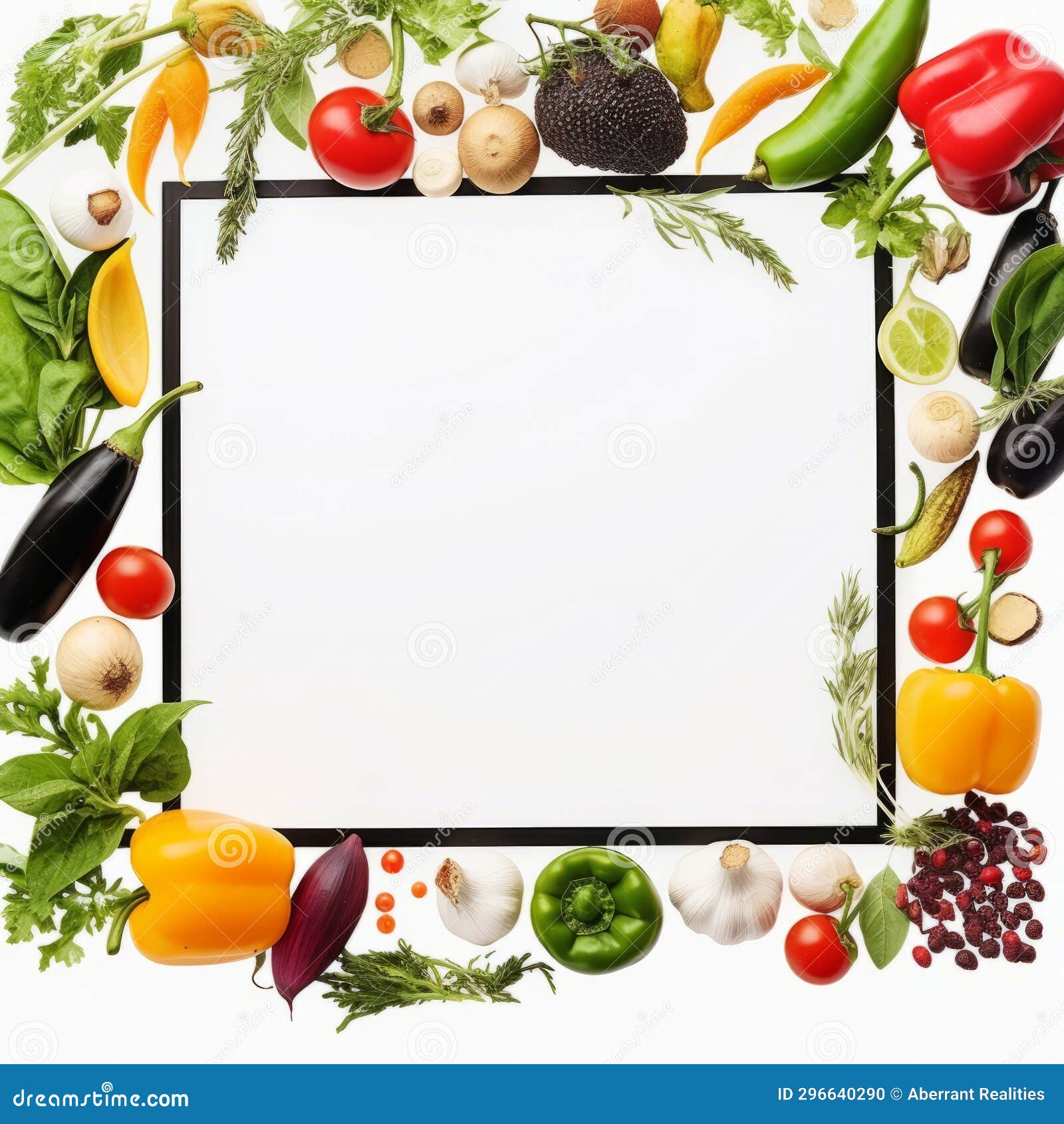 Various Vegetables and Fruits Arranged in a Square Frame on a White ...