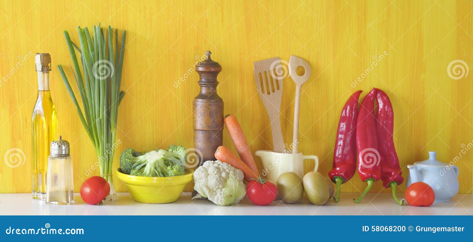 Various Vegetables and Kitchen Utensil Stock Photo - Image of carrots ...