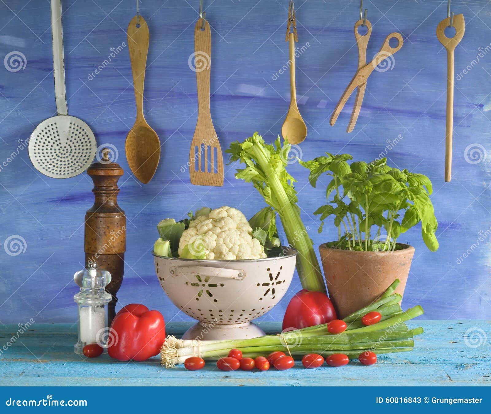 Various Vegetables and Kitchen Utensils Stock Image - Image of onions ...