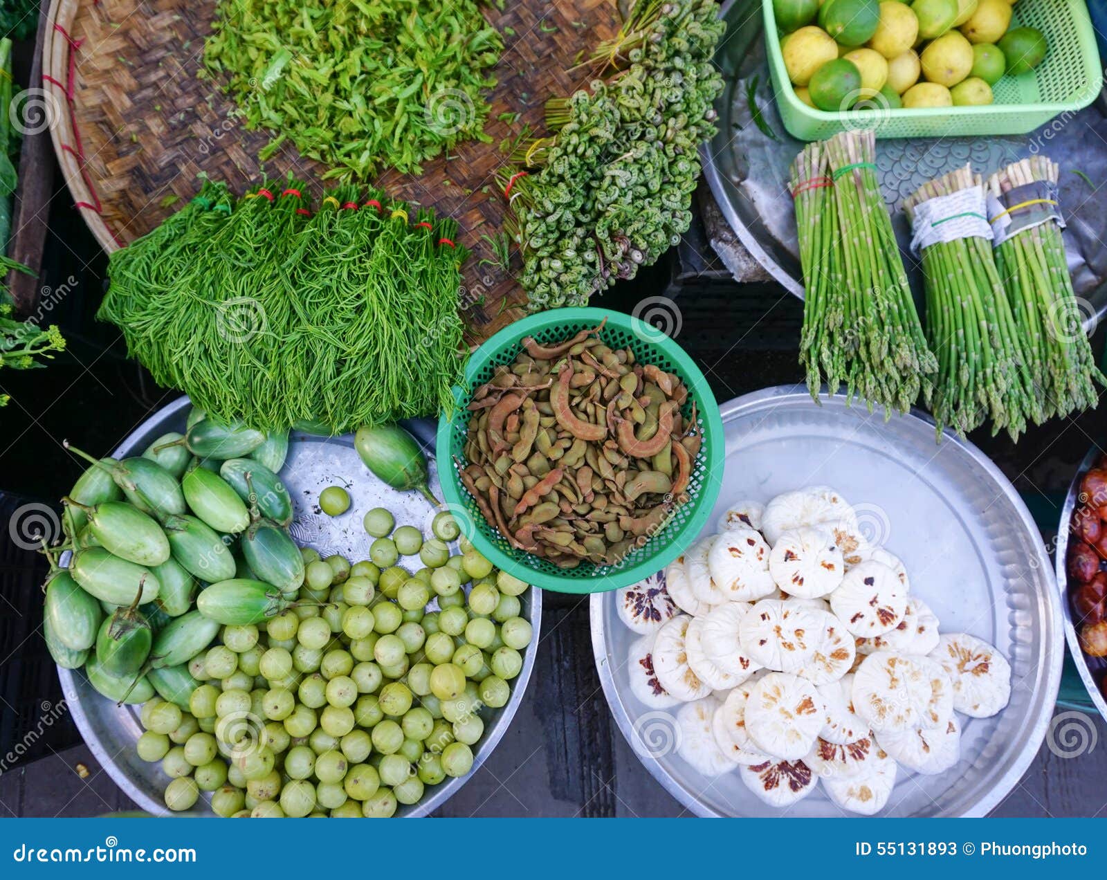 Various Vegetables at the Local Market in Myanmar Stock Image - Image ...