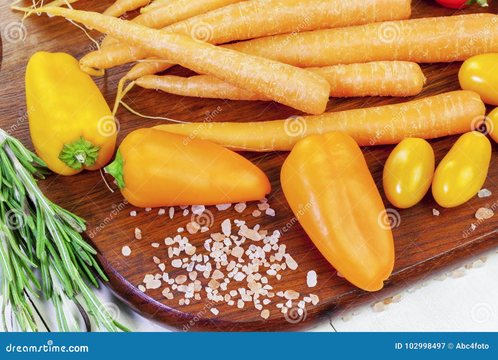 Various Vegetables on the Table with Salt Around Stock Image - Image of ...