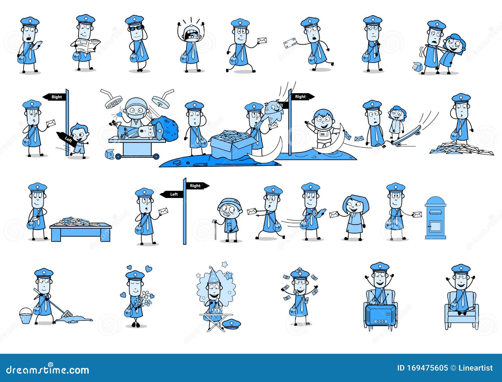 Comic Postman - Set Of Concepts Vector Illustrations | CartoonDealer ...