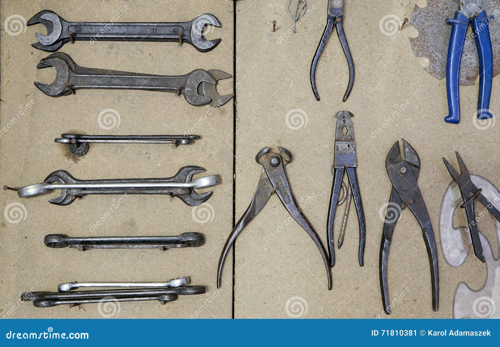 Various Vintage Old Metal Tools Stock Image - Image of home, garage ...