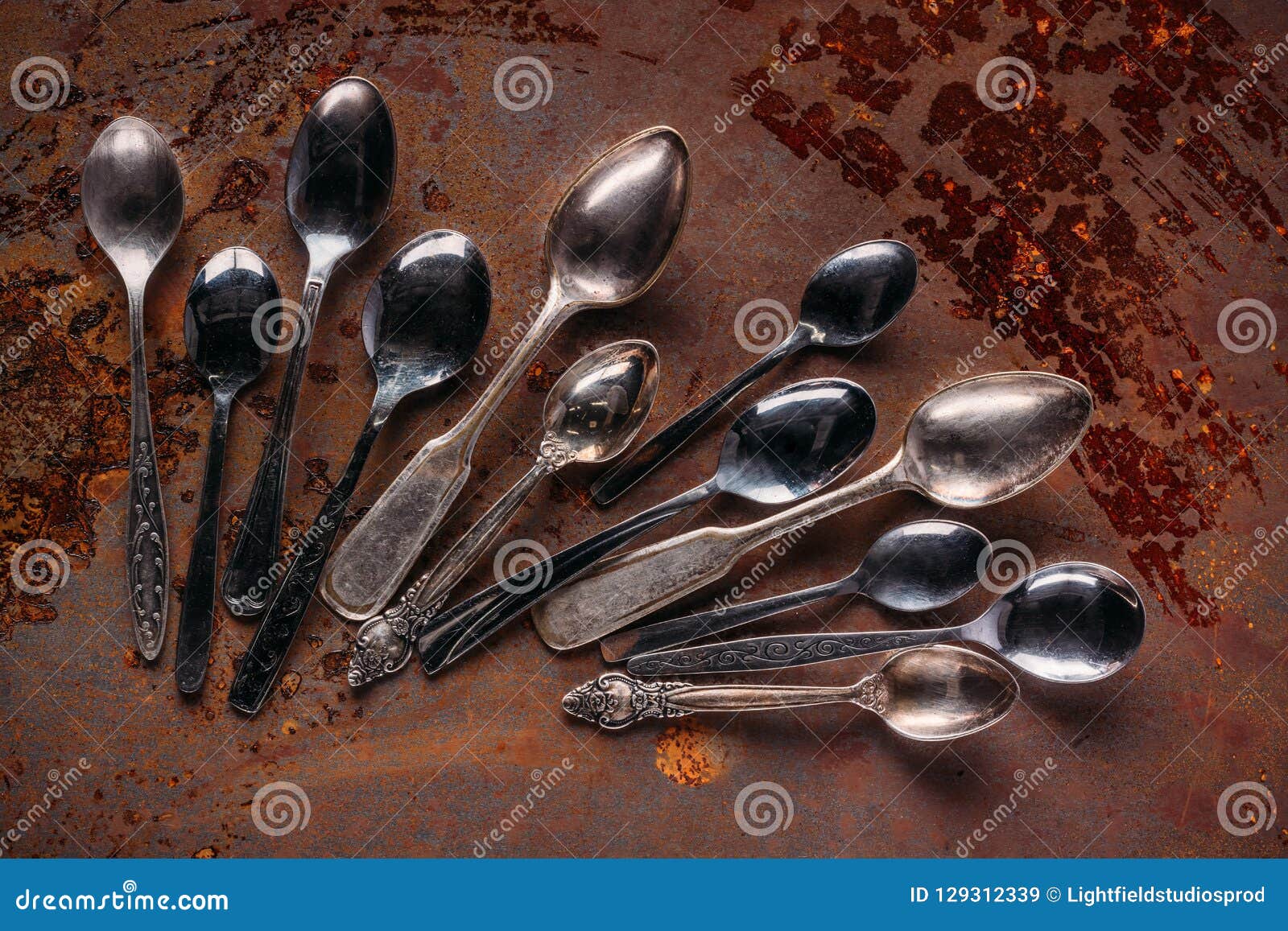Various vintage spoons stock image. Image of householdobjects - 129312339
