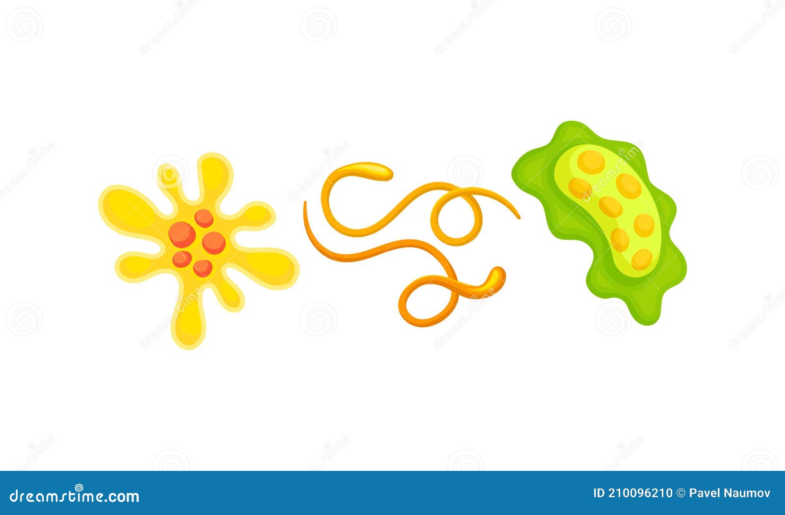Various Virus, Microbe and Germs of Different Color and Shape Vector ...