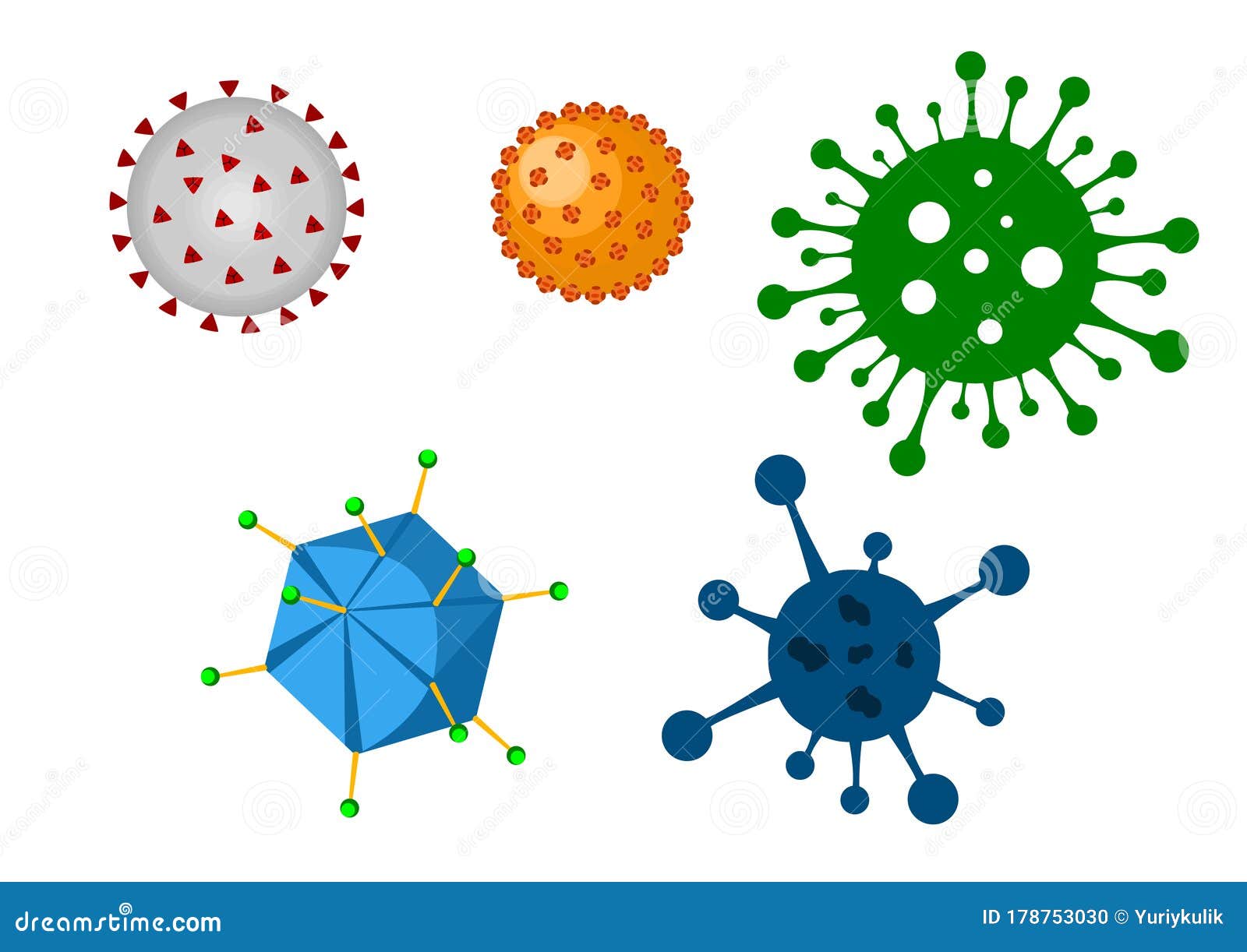 Various of Viruses Isolated on a White Background Stock Illustration ...