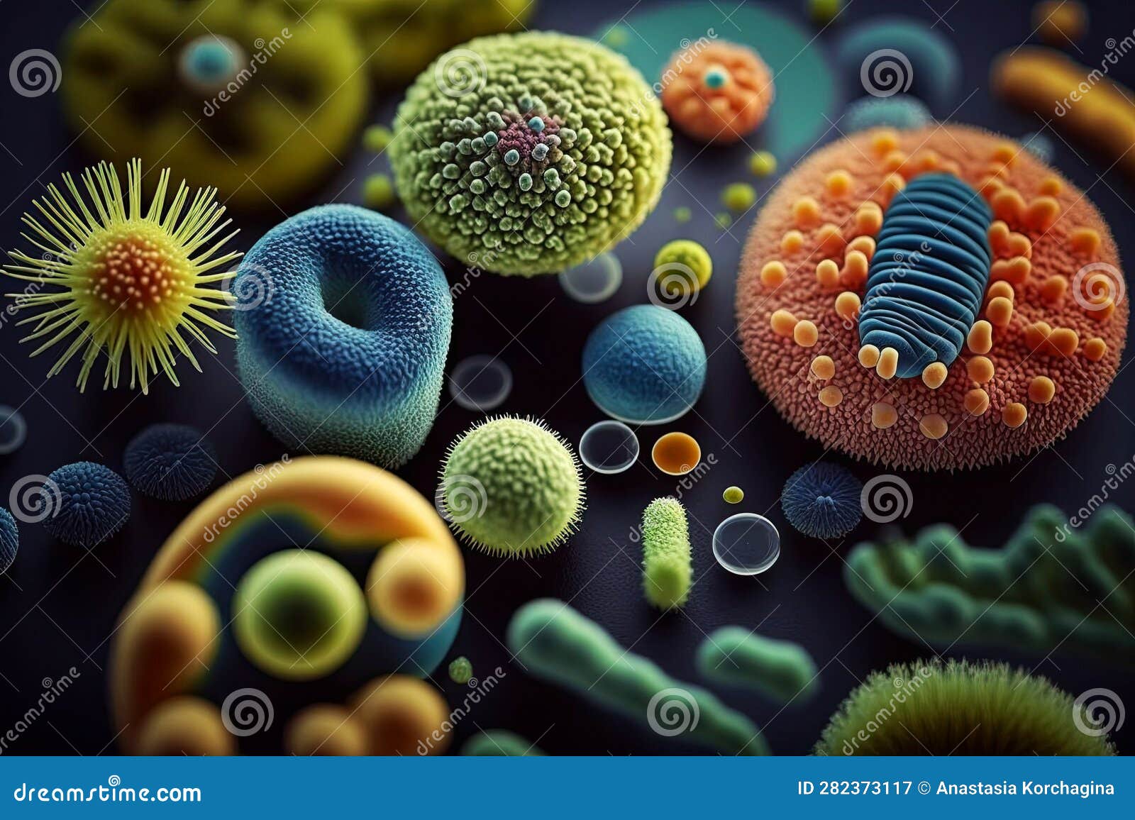 Various Viruses, Microbes and Bacteria, Types of Microorganisms Under ...