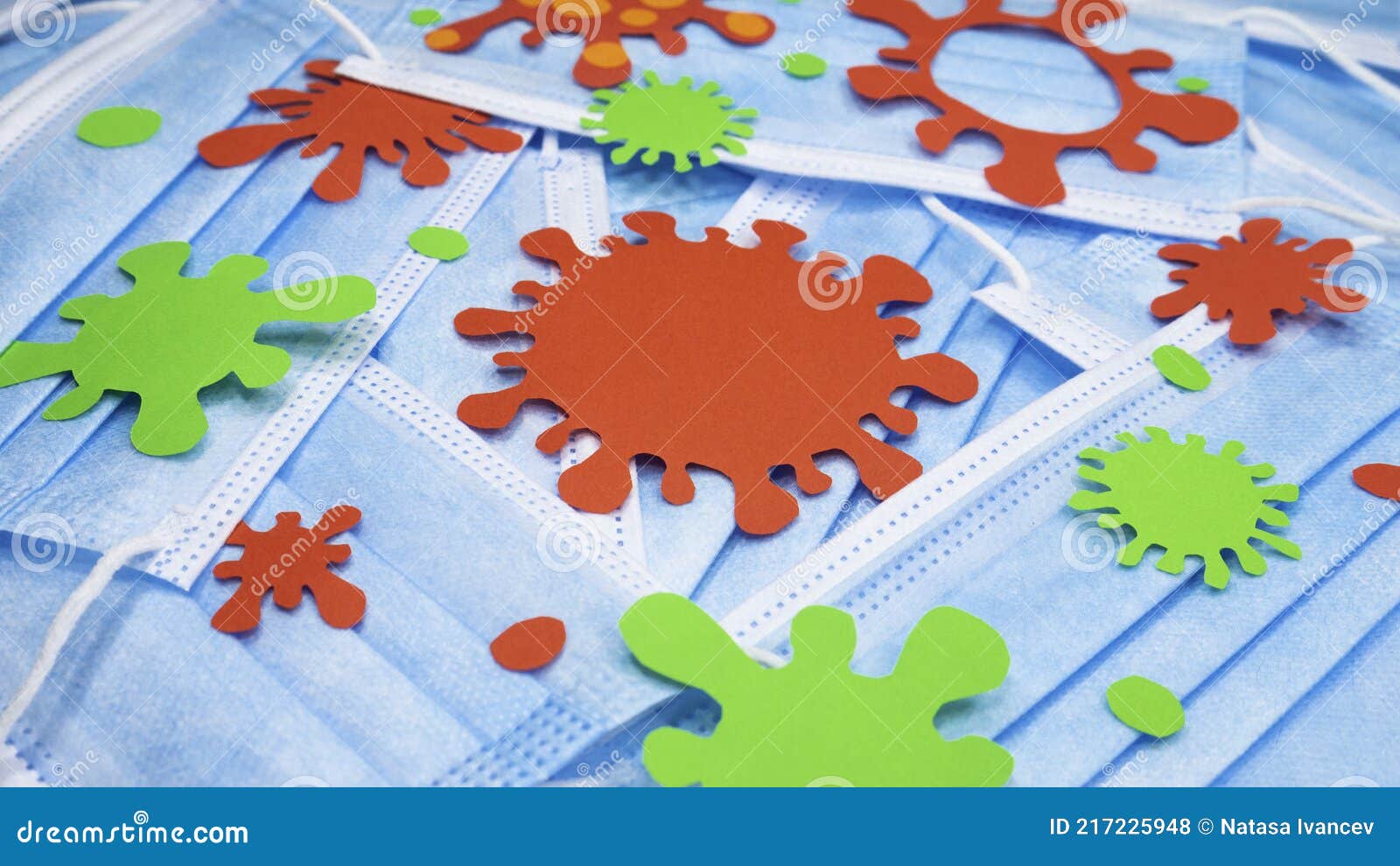 Various Viruses and Virus Types on a Medical Masks. Bacteria and ...