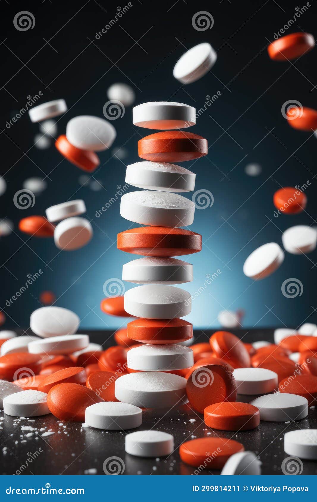 Various Vitamins, Tablets and Dietary Supplements Levitate. Stock Image ...