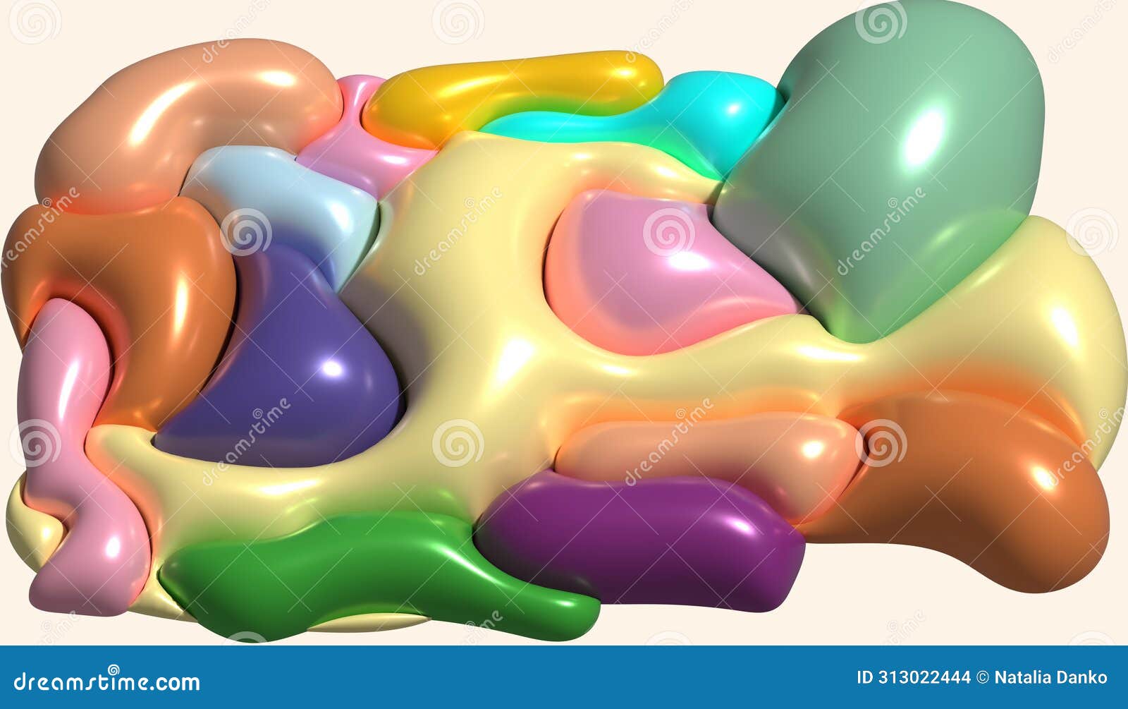 Various Volumetric Figures with a Smooth Shiny Surface, 3D Rendering ...