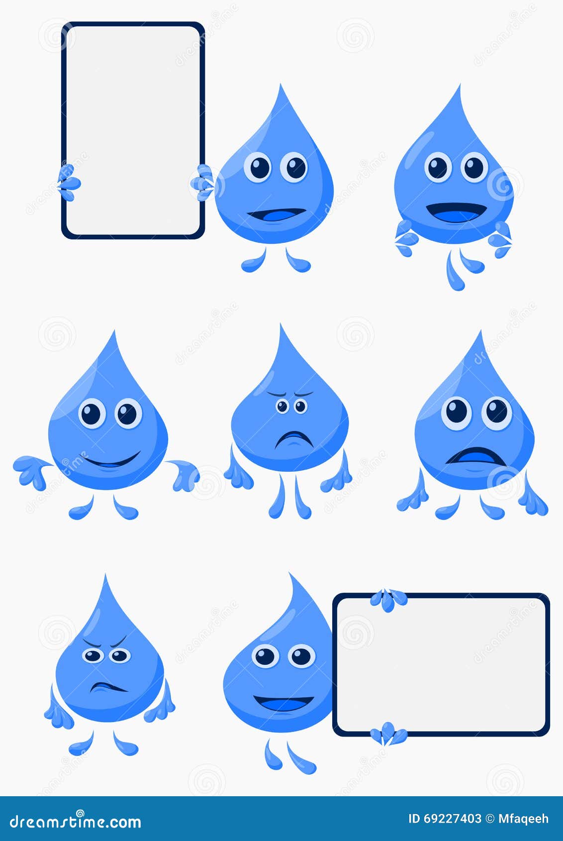 Various Water Characters Vector Illustration Icons Set Stock Vector ...