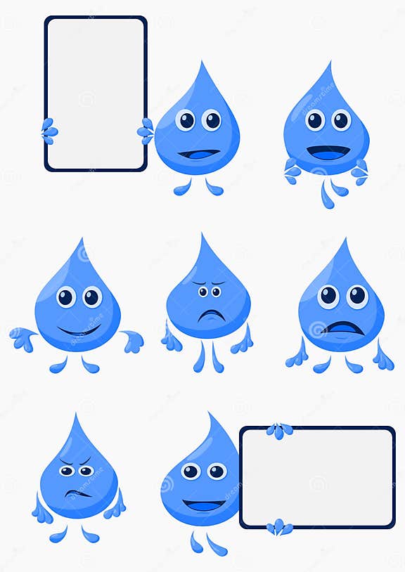 Various Water Characters Vector Illustration Icons Set Stock Vector ...
