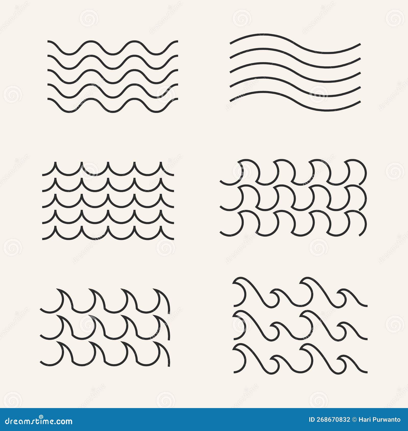 Various Wave Water Lake River Logo Set Line Art Design Logo Vector ...