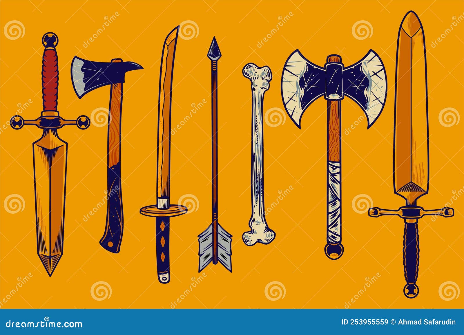Various Weapon Vector Illustration Set Cartoon Style Stock Vector ... Various Weapon Vector Illustration Set Cartoon Style Stock Vector ...