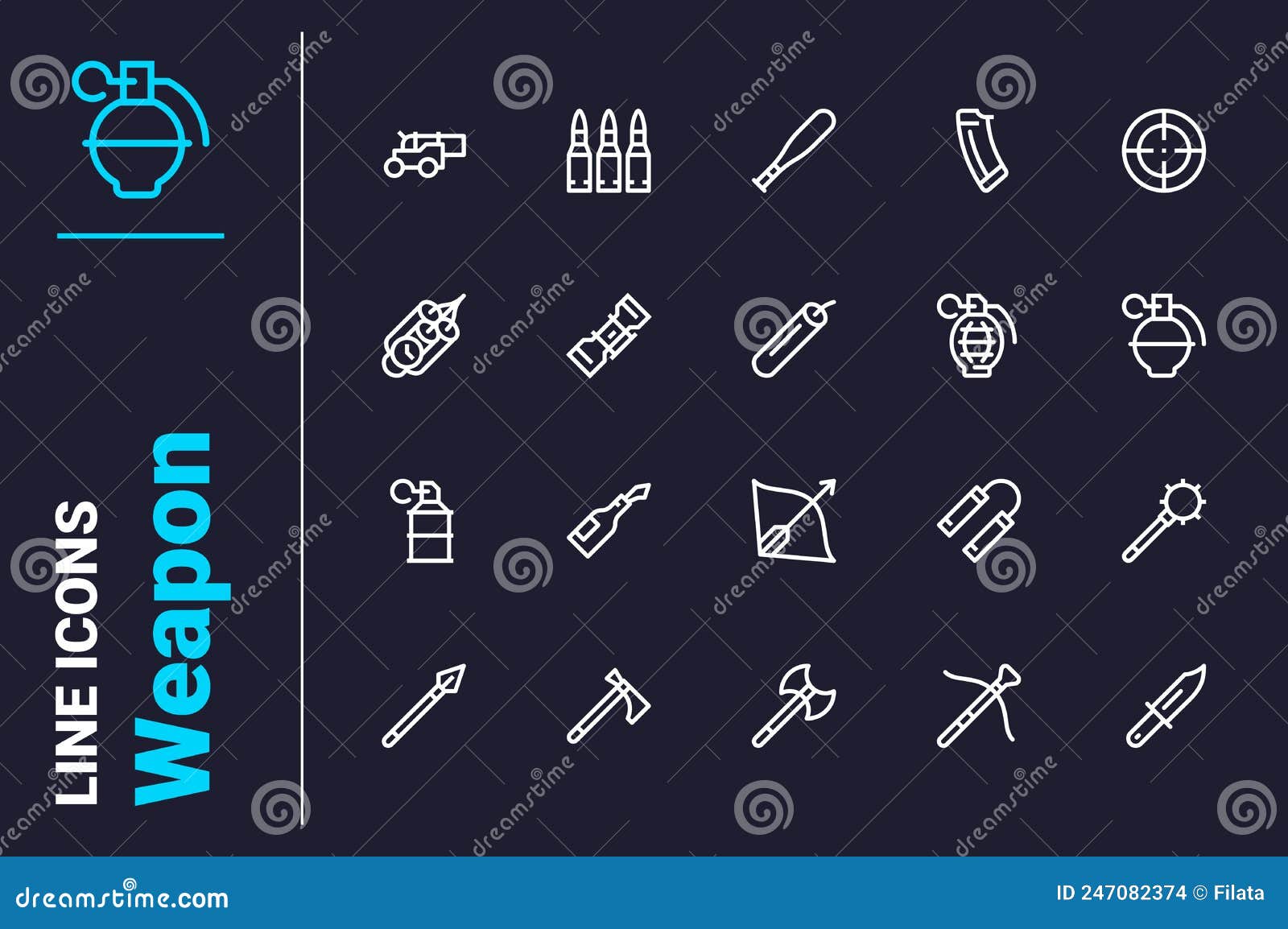 Various Weapons for Attack Icons Set Stock Vector - Illustration of ...