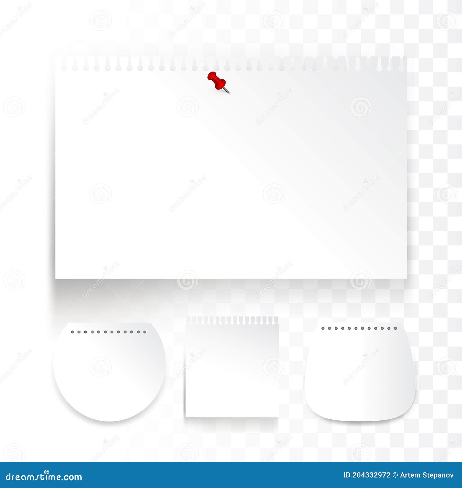 Various White Note Papers Pinned with Red Pushbutton Stock Illustration ...