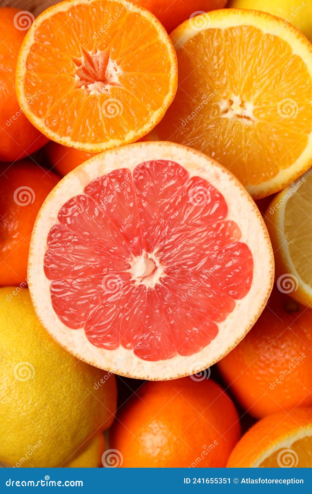 Various Whole and Half Citrus Fruits, Close Up Stock Image - Image of ...