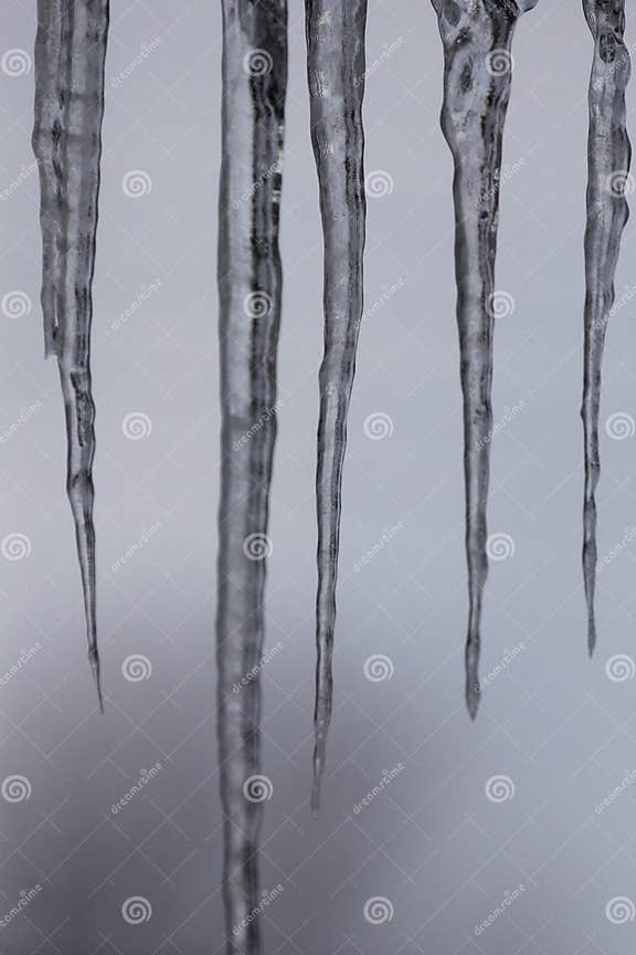 Sharp, Narrow Icicles in Winter Stock Image - Image of sharp, view ...