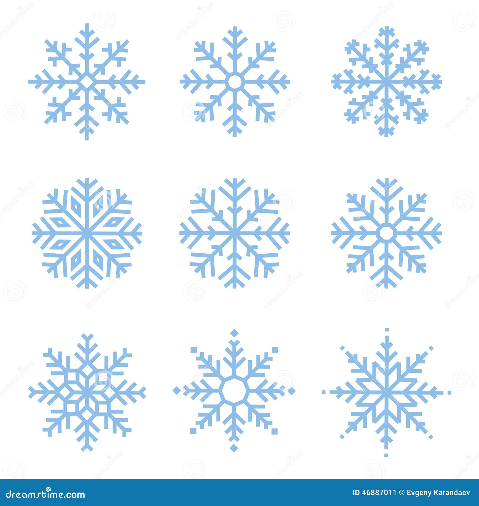 Various Winter Snowflakes Set Stock Vector - Illustration of blue ...