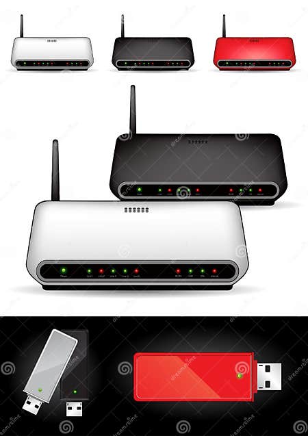 Various wireless modems stock vector. Illustration of sharing - 19186489