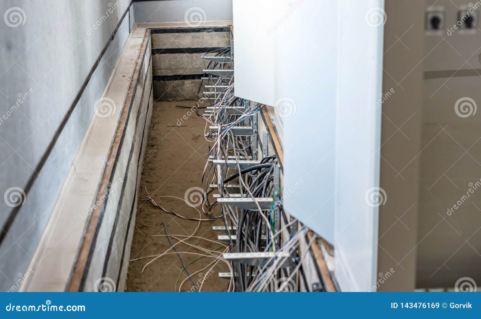 Relay Hall With A Variety Of Wires In The Process Of Installation ...