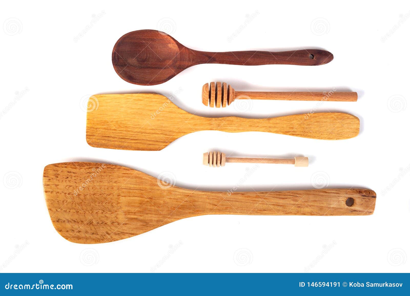 Various Wooden Kitchen Tools Isolated on White Background Stock Image ...