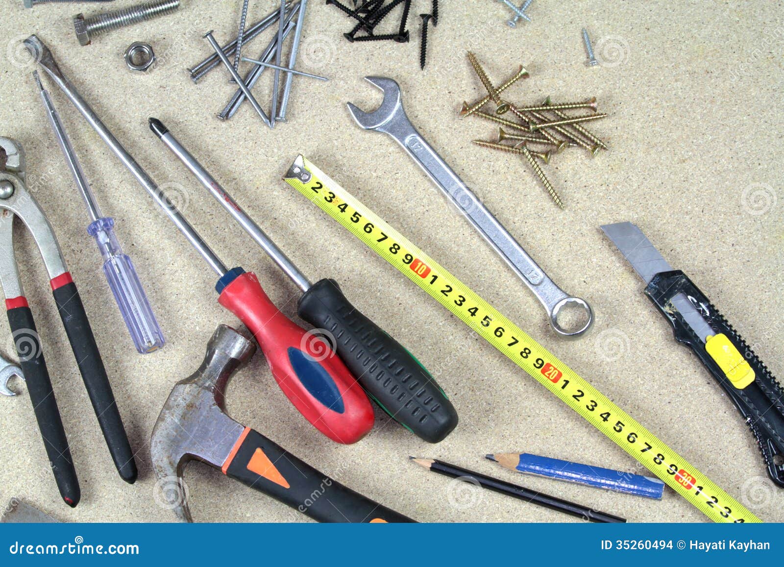 Various work tools stock photo. Image of instrument, carpentry - 35260494