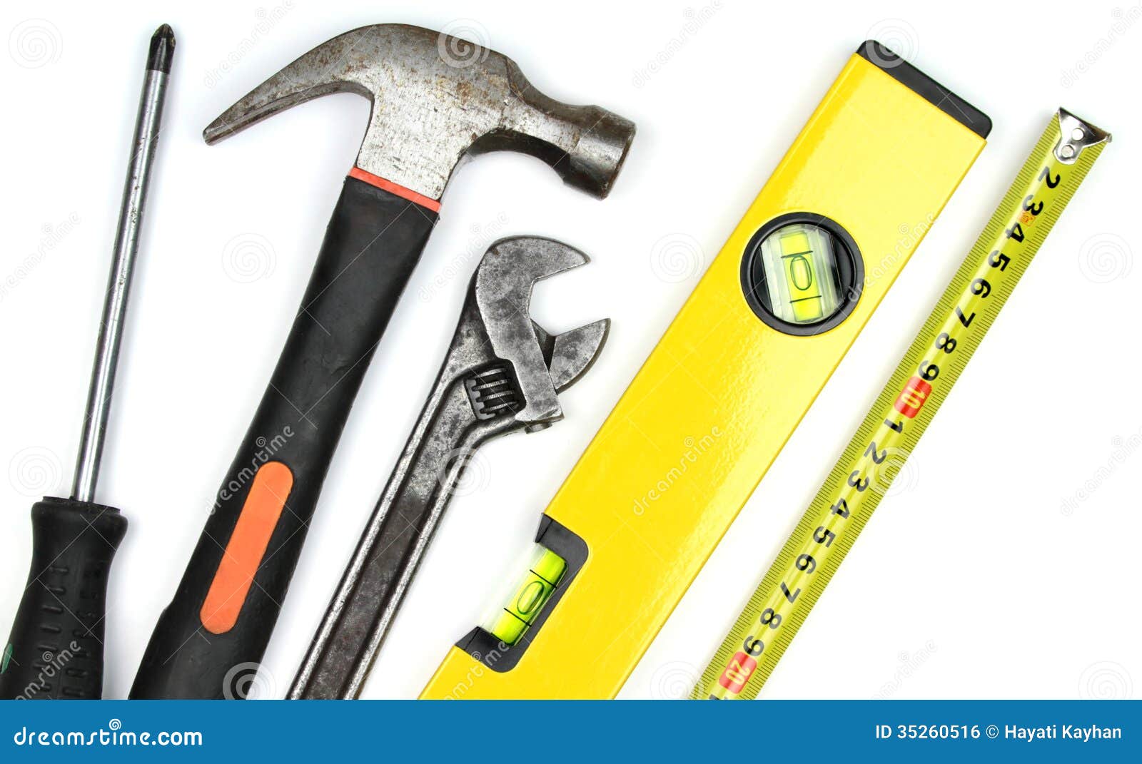 Various Work Tools on White Background. Stock Photo - Image of ...