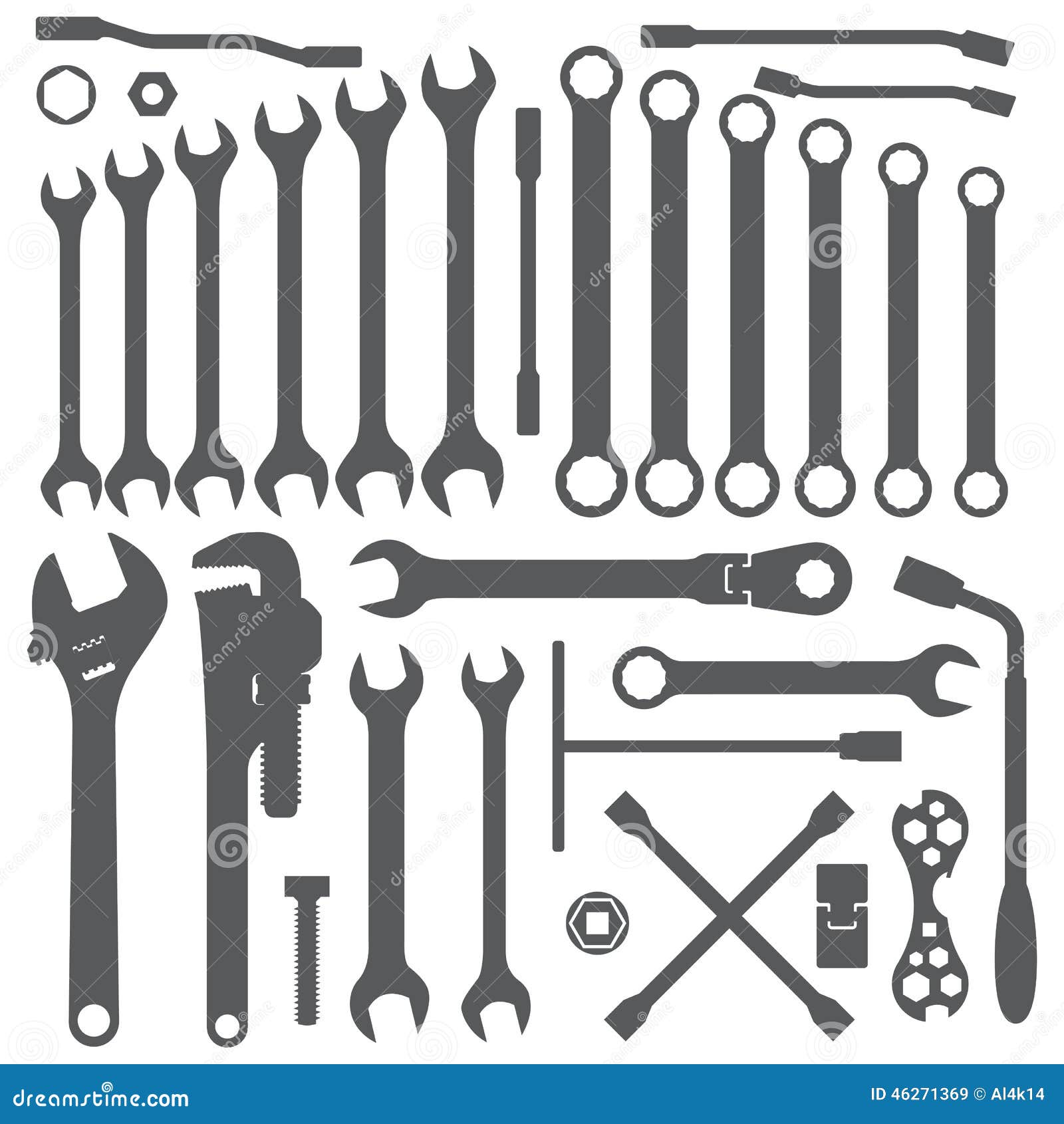 Wrench Silhouette Cartoon Vector | CartoonDealer.com #10642011