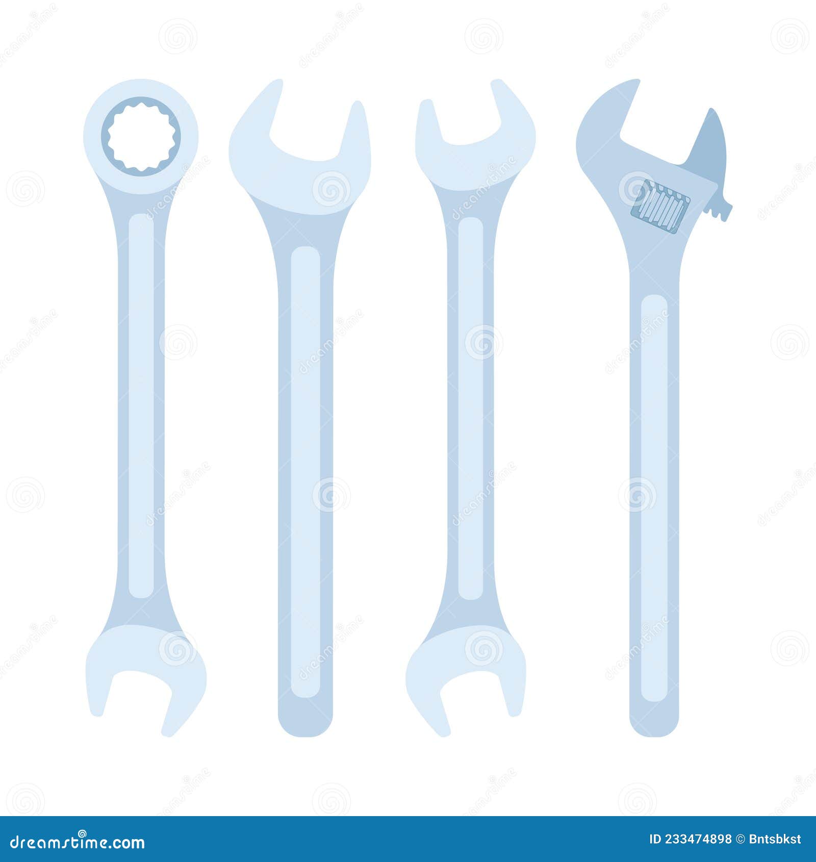 Various Wrench Silhouette Set Cartoon Vector | CartoonDealer.com #46271369