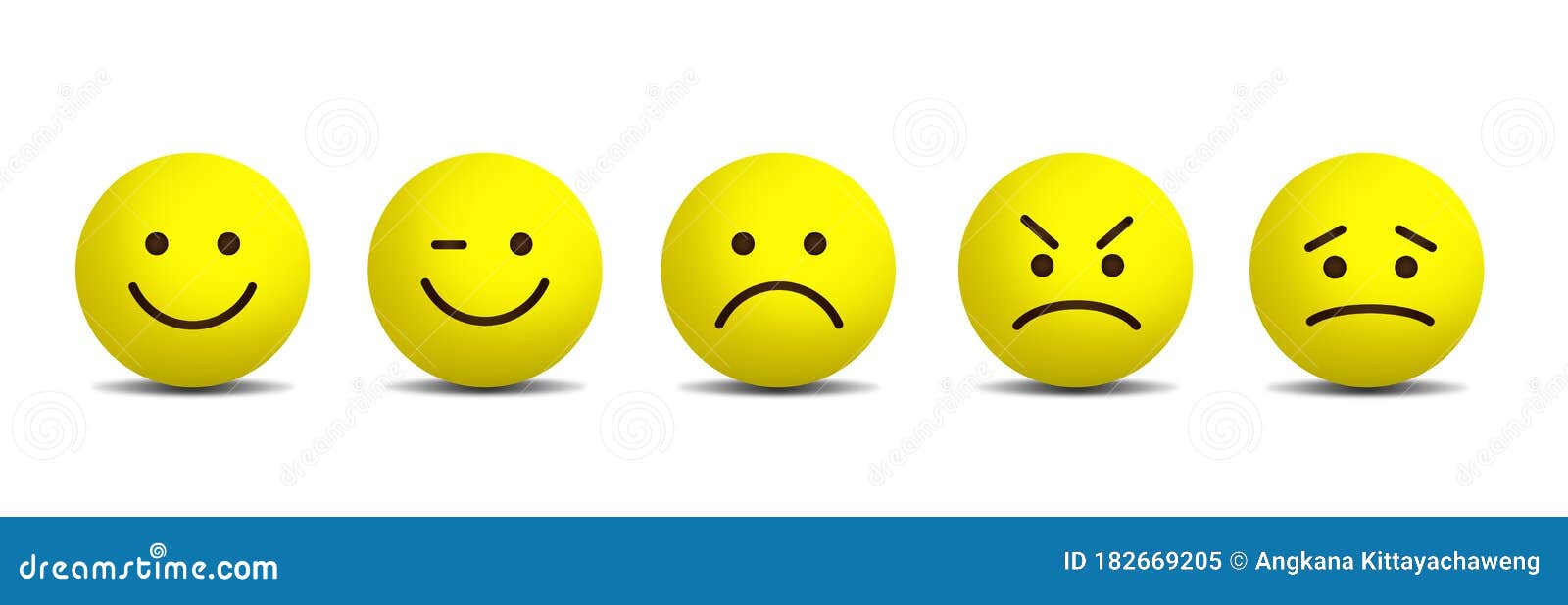 Yellow Emotional Icons Isolated on White Background. Stock Illustration ...