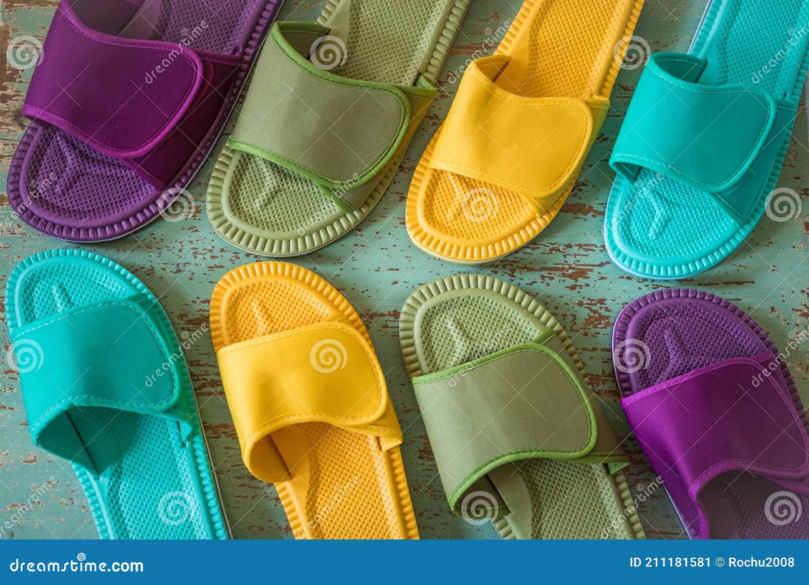Variously Colored Flip-flops for Walking on the House or the Beach ...