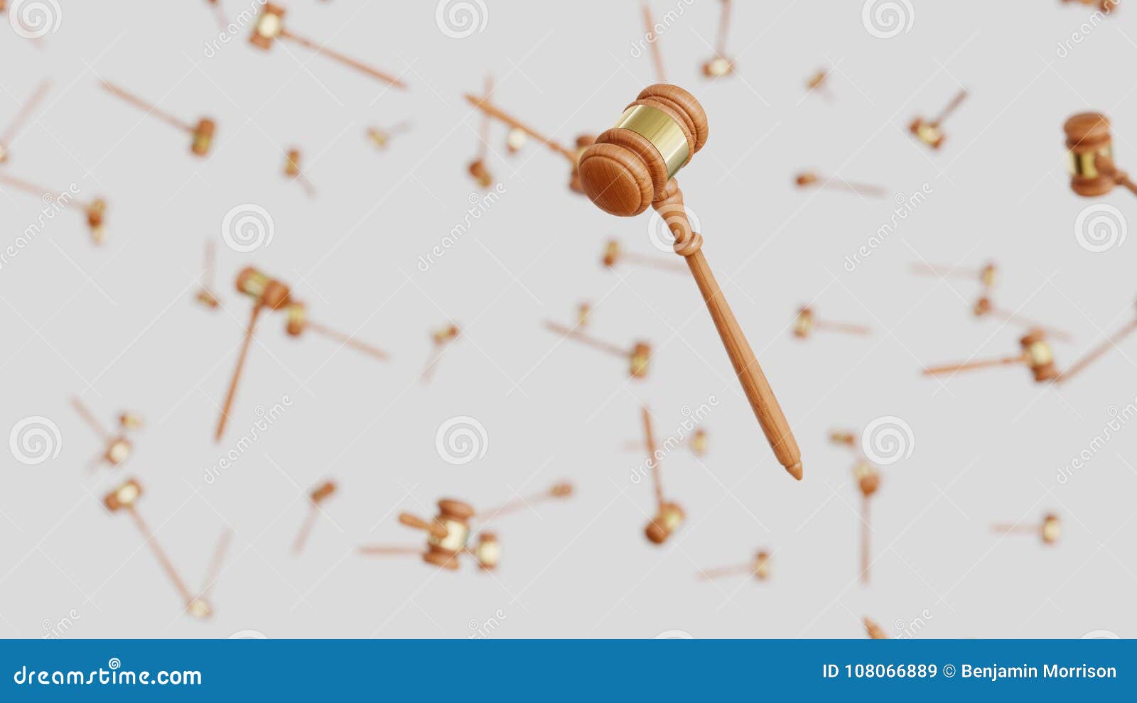 Variously Colored Gavels Floating in an Empty Space Stock Illustration ...