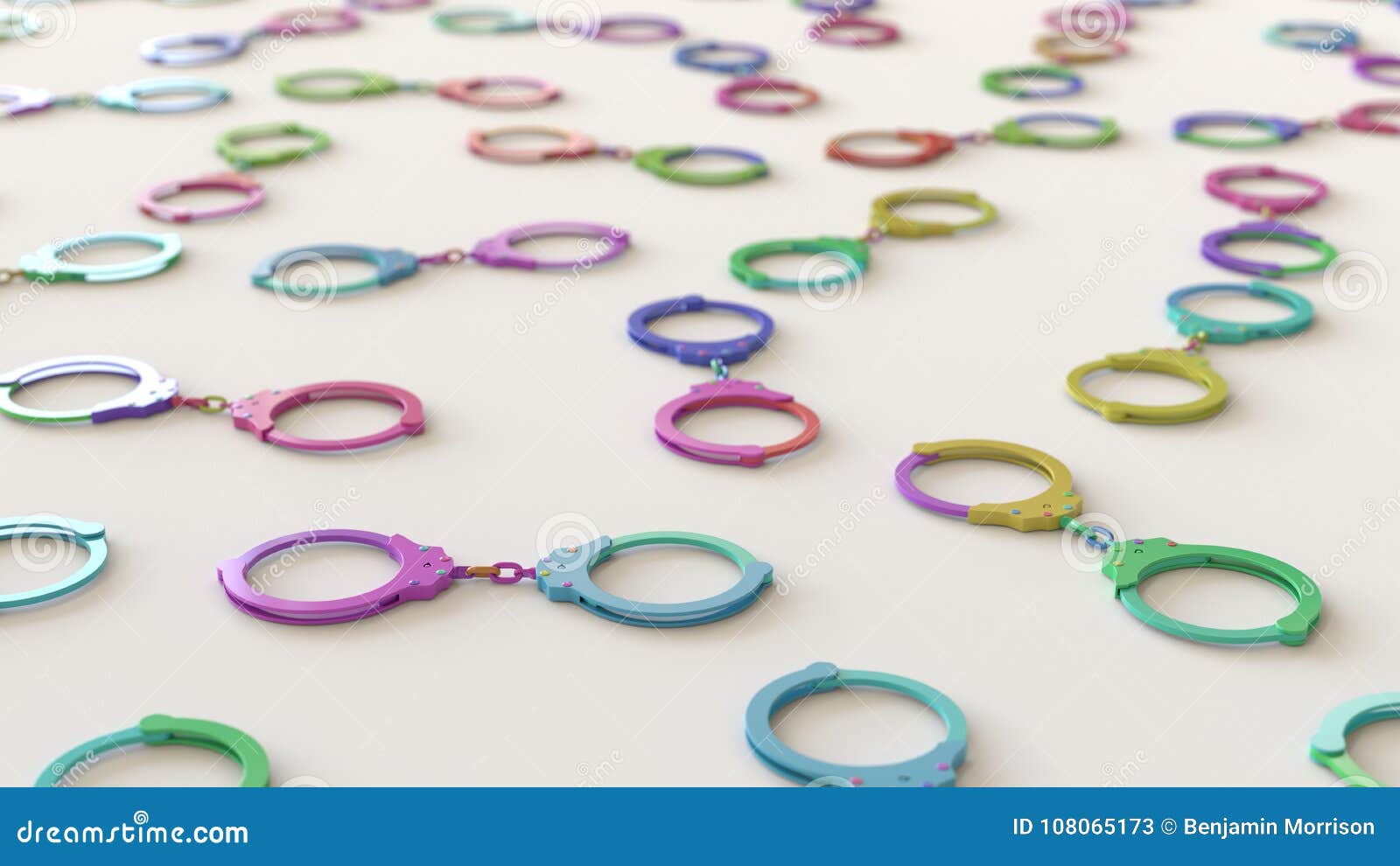Variously Colored Handcuffss in a Tight Even Grid on a Simple Concrete ...