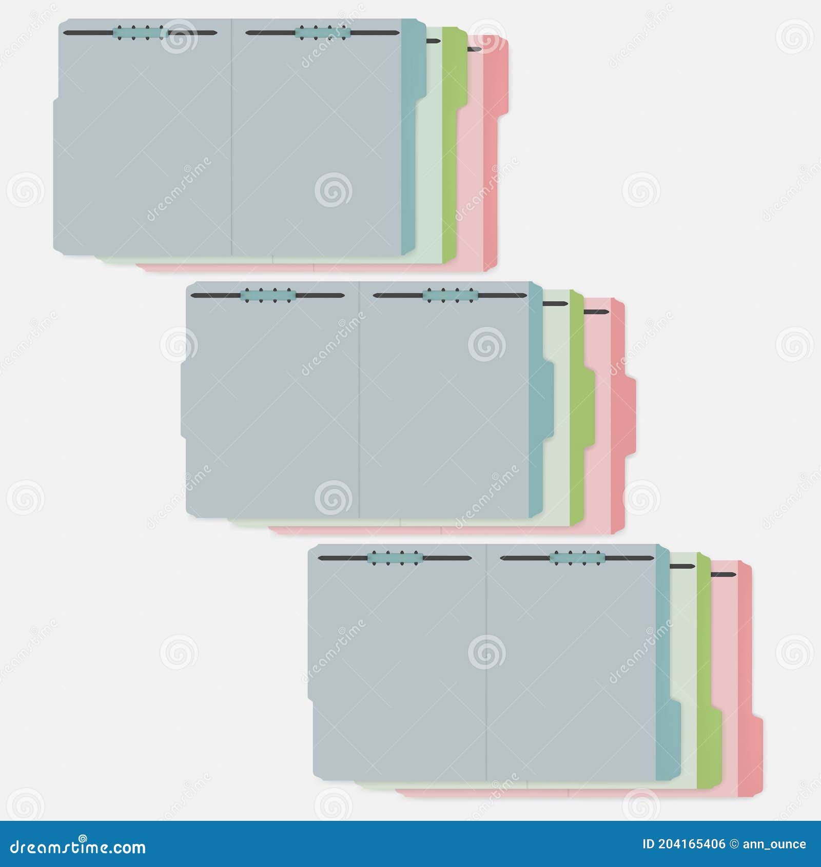 Variously Tabbed Colored File Folders With Fastener To Keep Paper ...