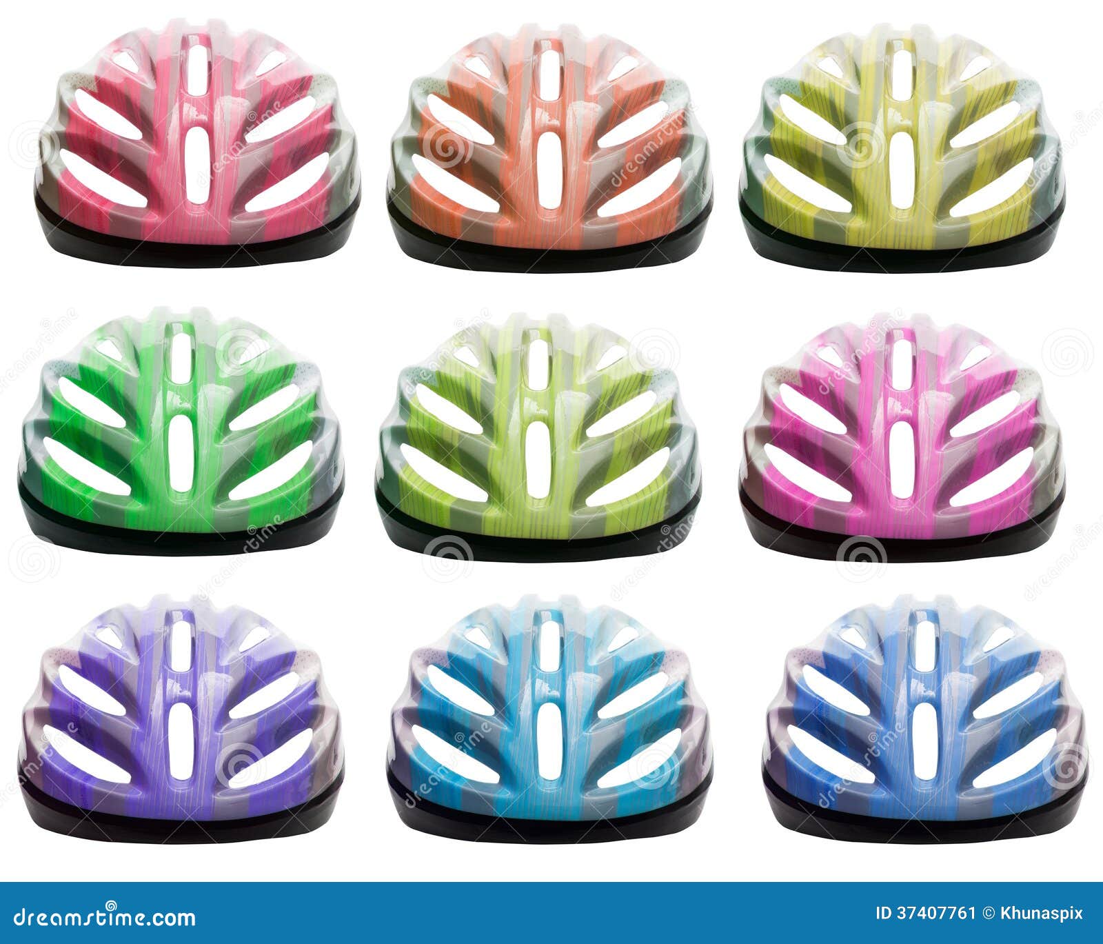 Varieties Color of Bicycle Safety Helmet Isolated on White Background ...