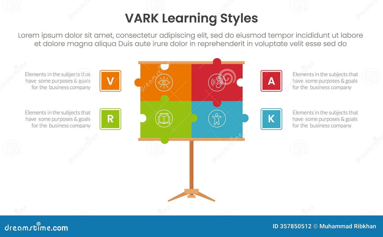 VARK Learning Styles Infographic 4 Point Stage Template With Puzzle ...
