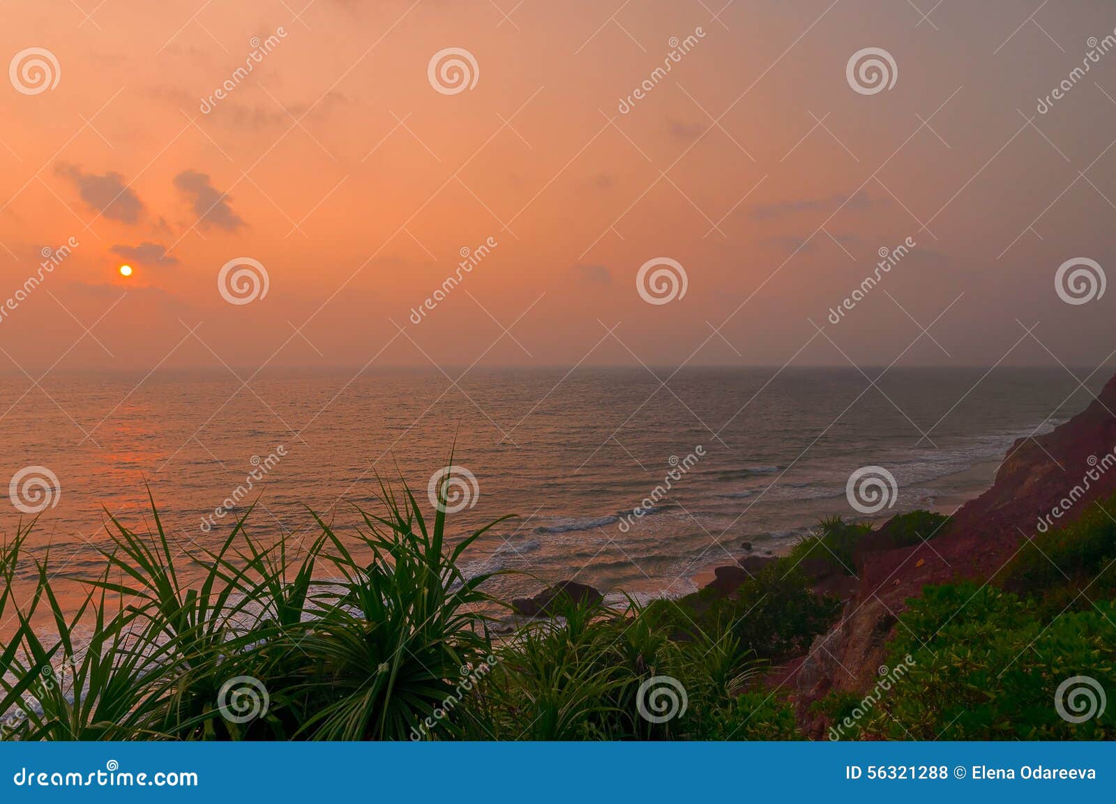 Varkala beach at sunset stock photo. Image of sunlight - 56321288