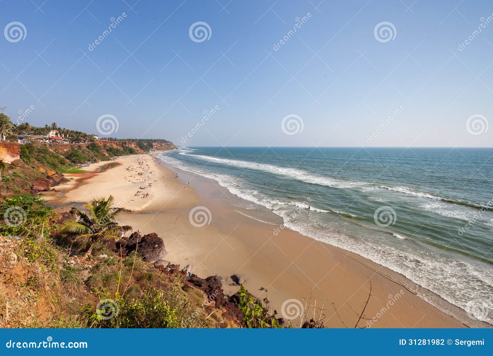 Varkala beach stock photo. Image of horizontal, sand - 31281982
