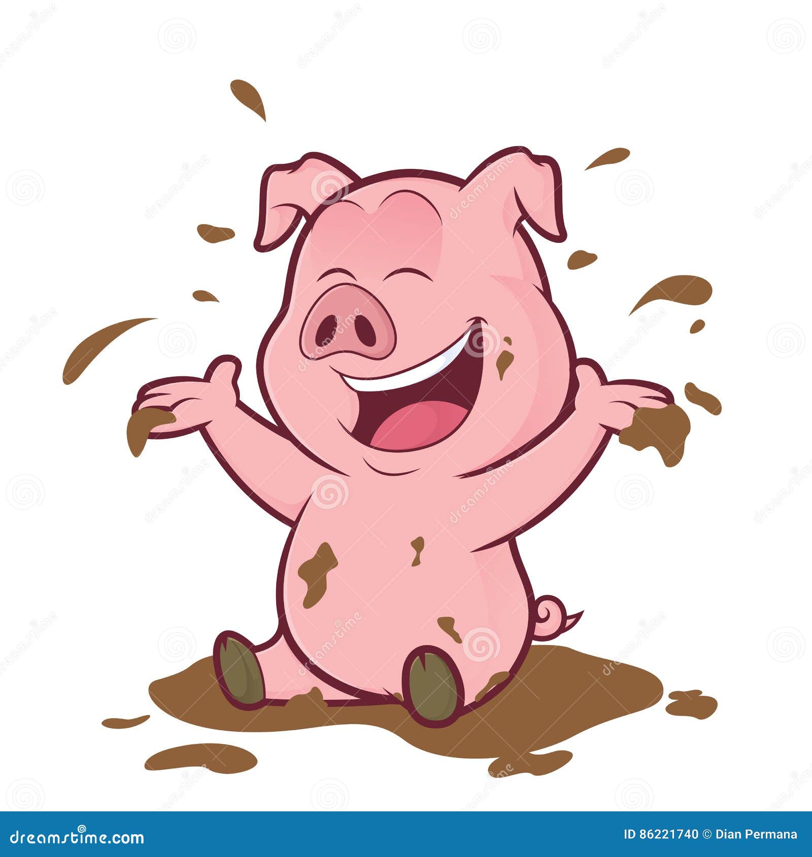 Varken Het Spelen in De Modder Vector Illustratie - Illustration of ...