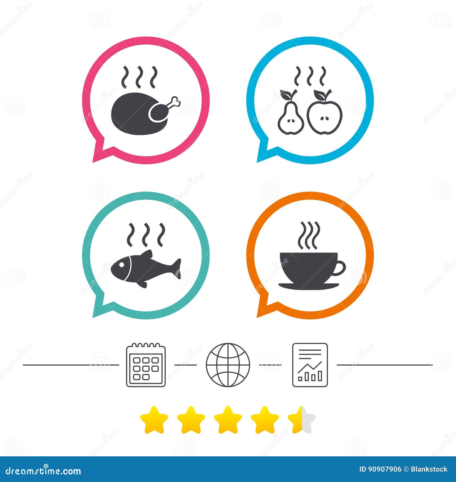 Varma Matsymboler Fegt Galler Och Fisksymboler Vektor Illustrationer ...