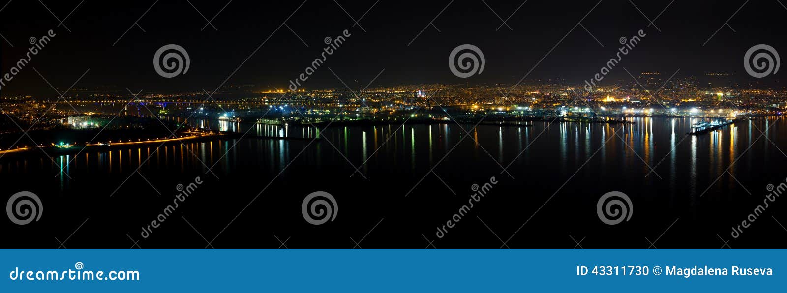 Varna Night Panorama stock photo. Image of skyline, marina - 43311730