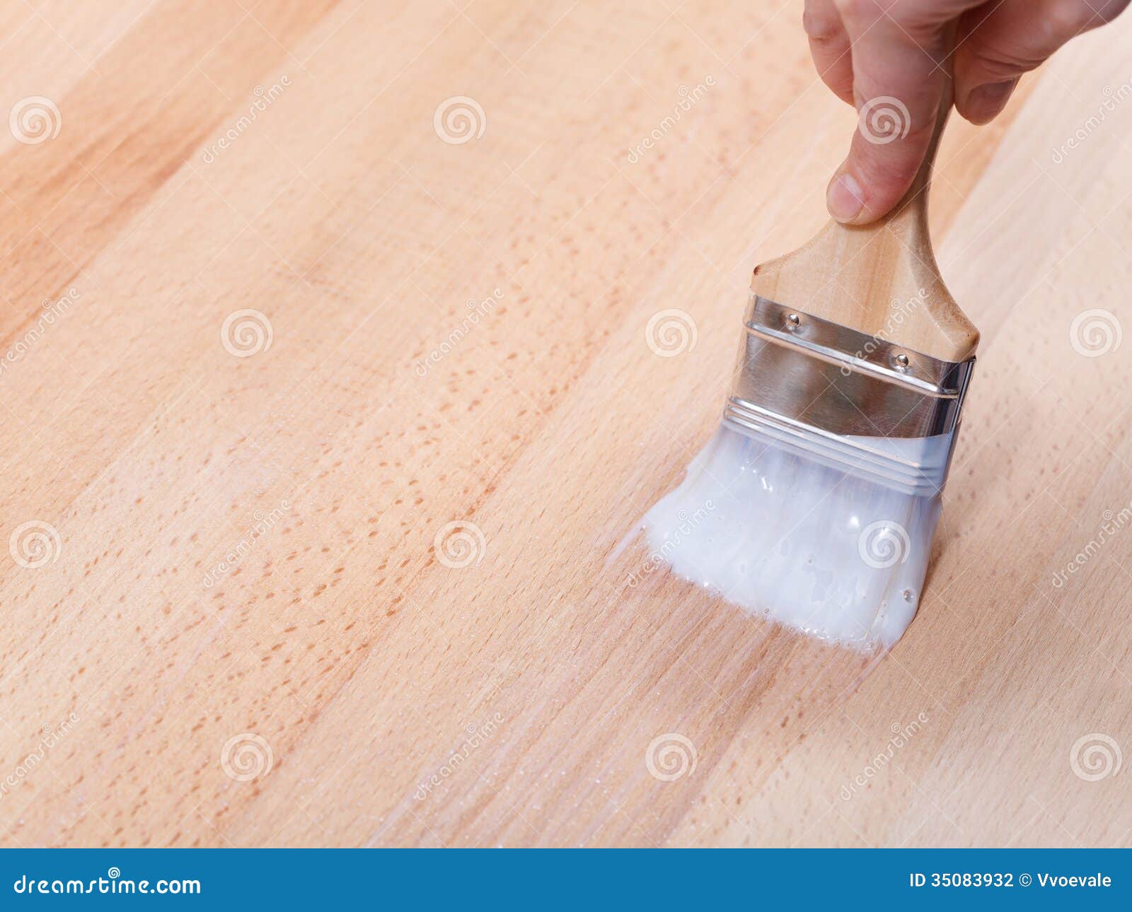 Varnishing of Surface of Beech Table Top Stock Photo - Image of ...