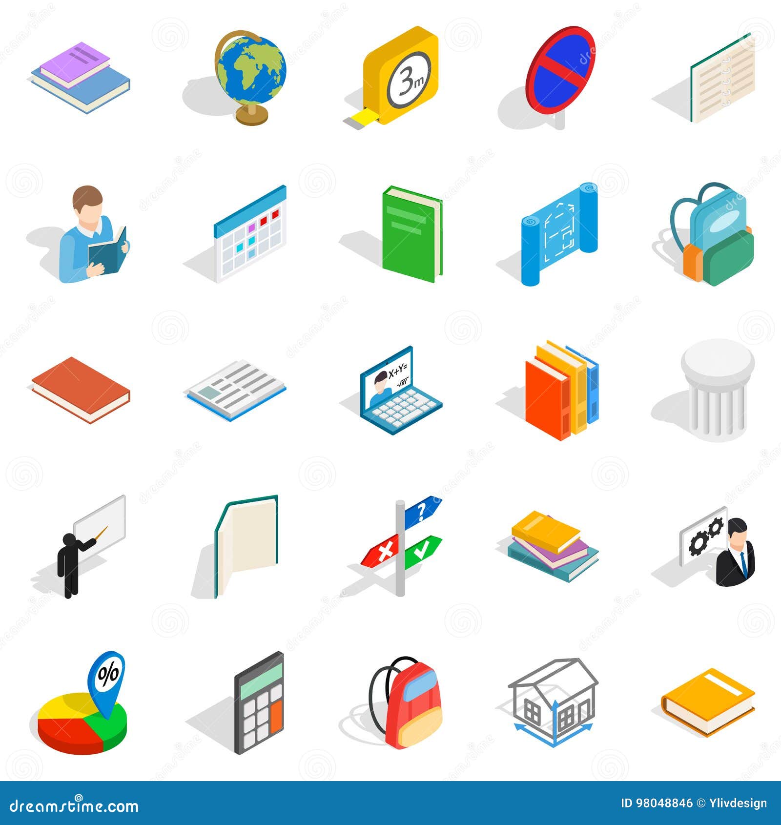 Varsity Icons Set, Isometric Style Stock Vector - Illustration of ...