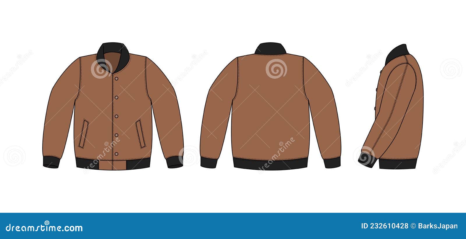 Varsity Jacket Baseball Jacket Template Illustrationfront,back and Side ...