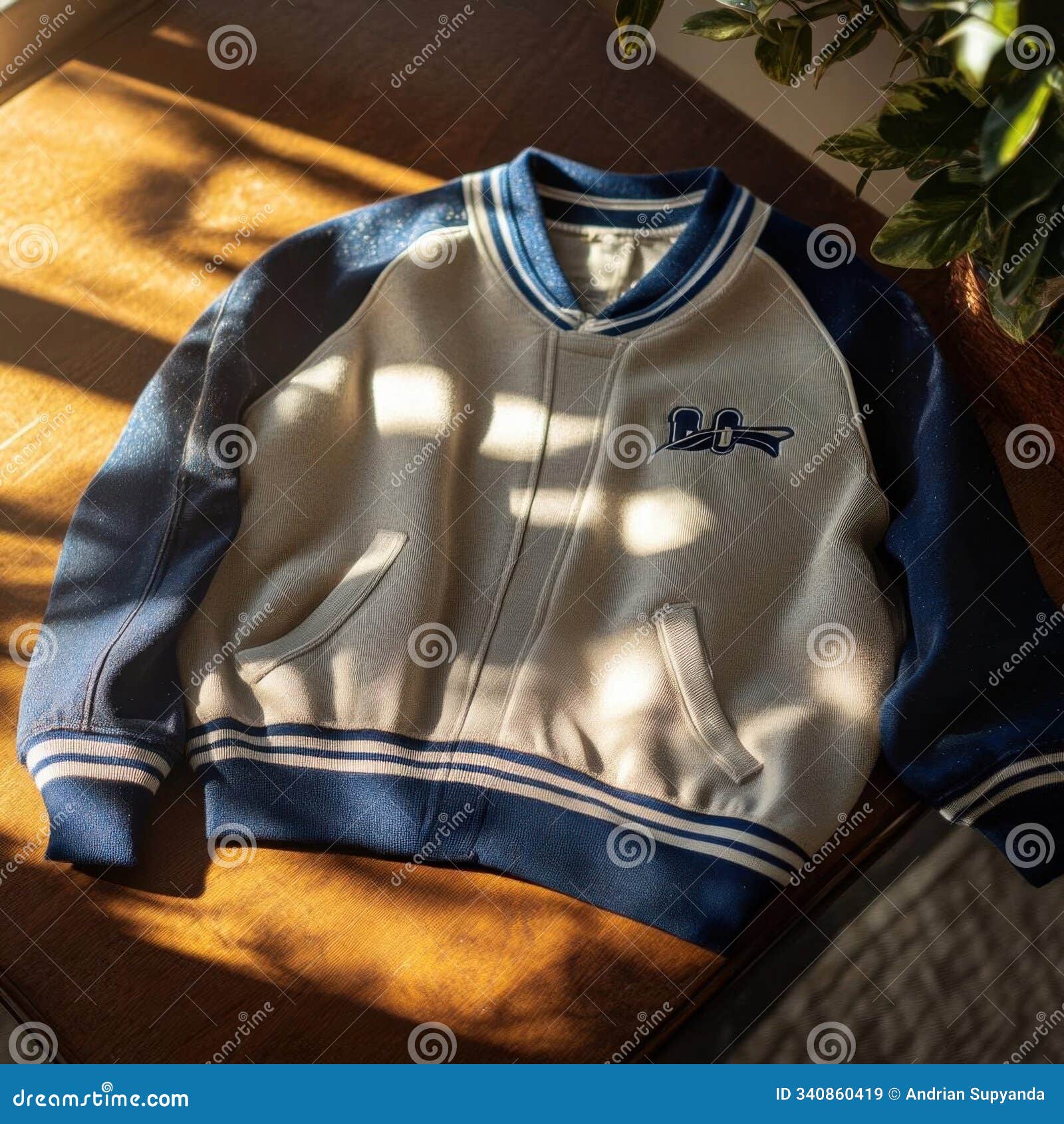 Varsity Jacket with Blue and White Stripes Stock Illustration ...